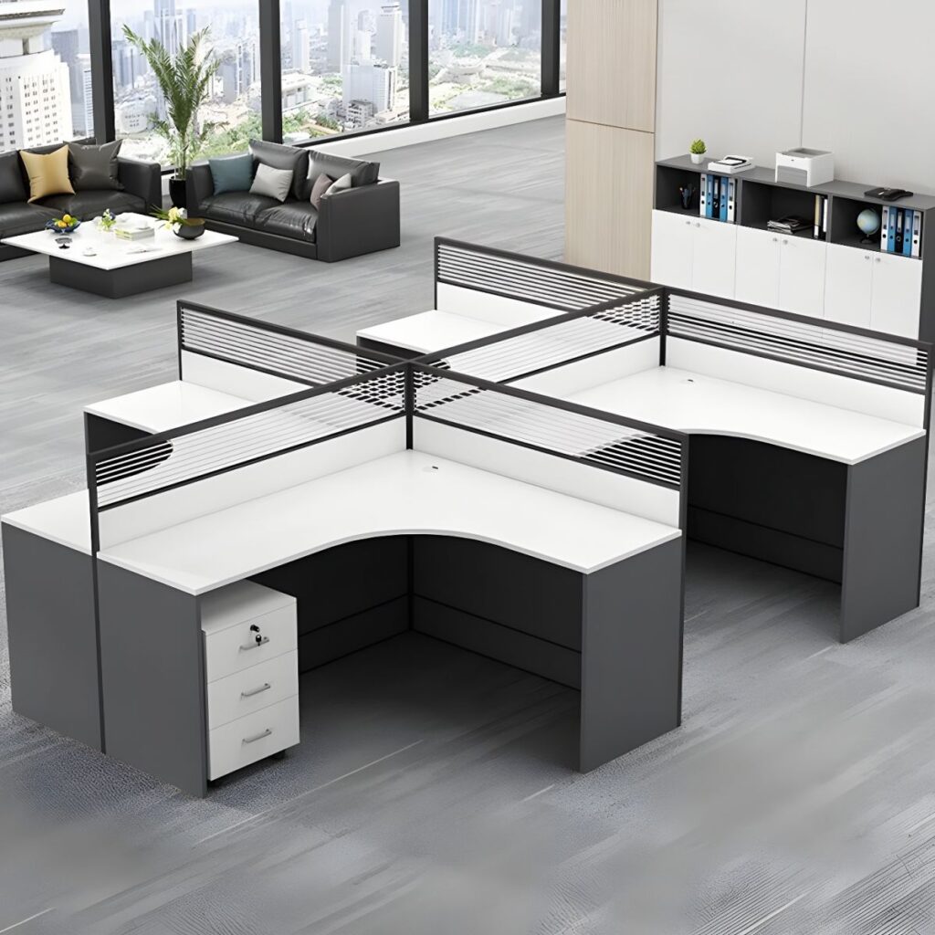 4-Way Curved Office Workstation – Lumat Furniture