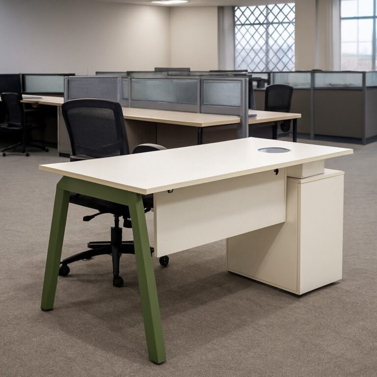 Office Desk with Metal Frame and Side Return – Lumat Furniture